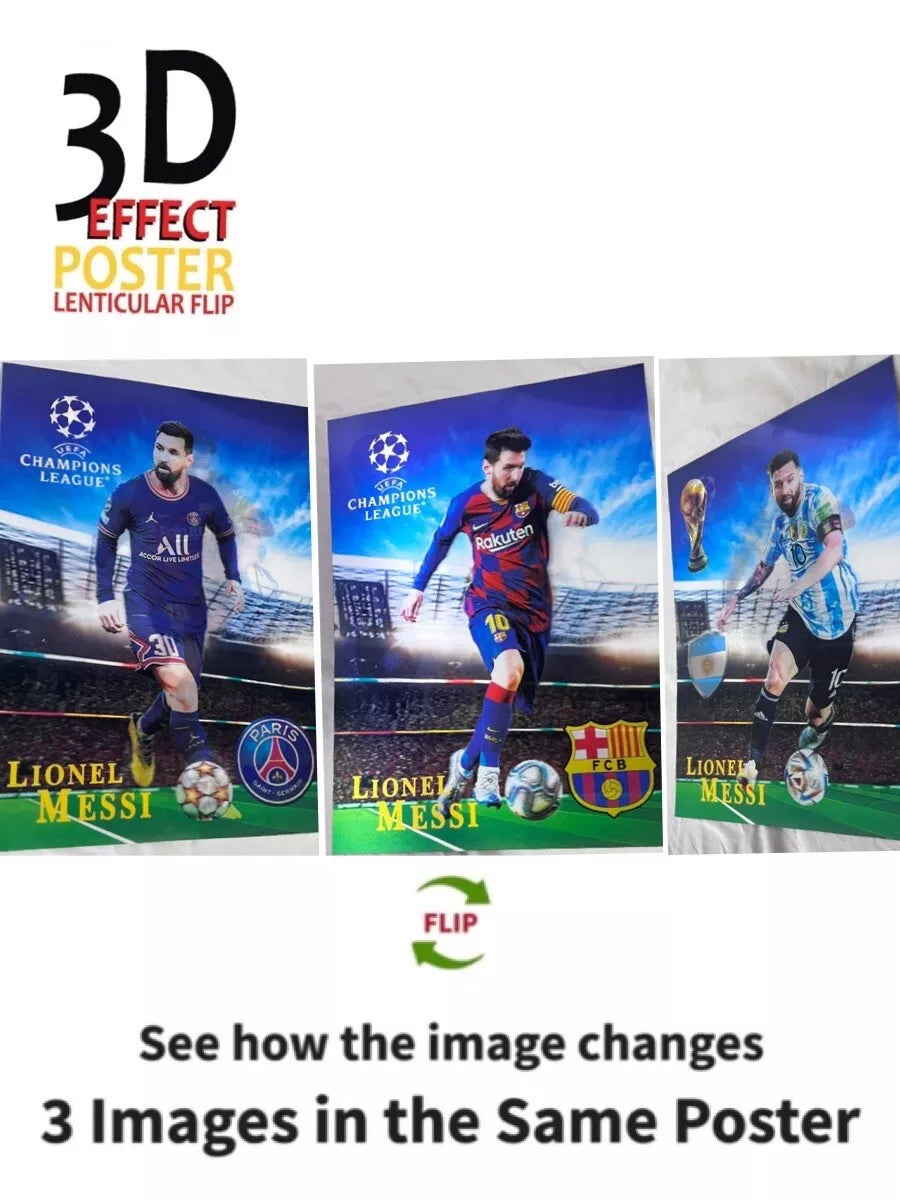 Lionel Messi-3D Poster ,3D Lenticular-3 Images Change – Proshopping.com.au