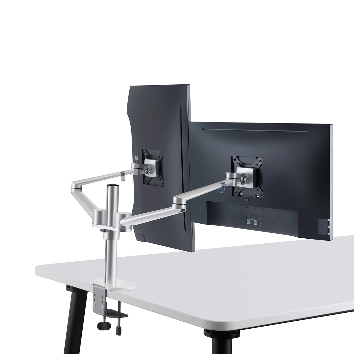 TEQ Aluminum 3 in 1 Height Adjustable Desktop Dual Arm 17-32 inch Moni ...
